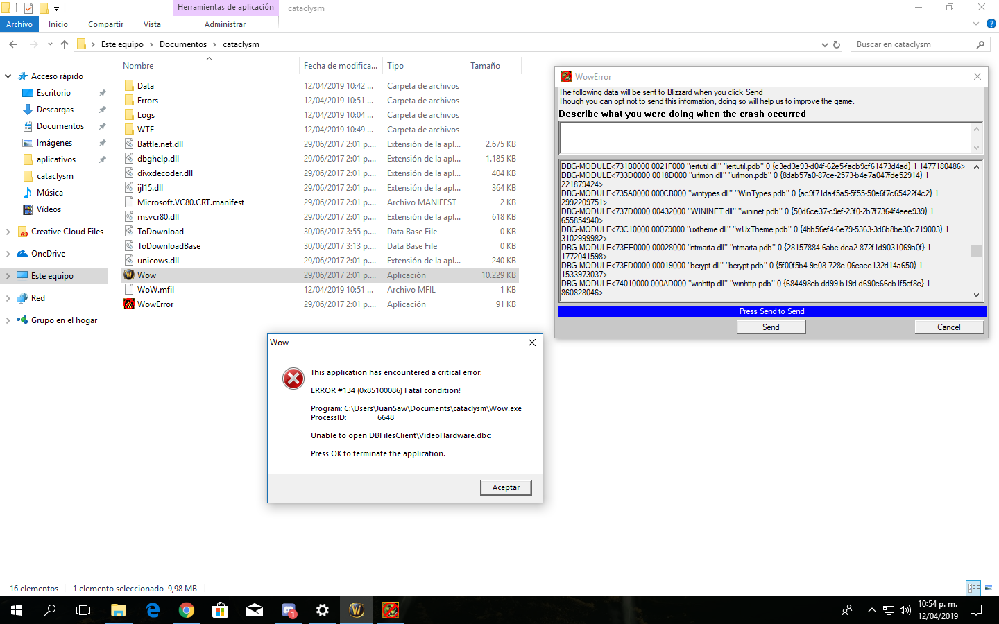 [Cataclysm]: Error #134 - Inválido - Firestorm