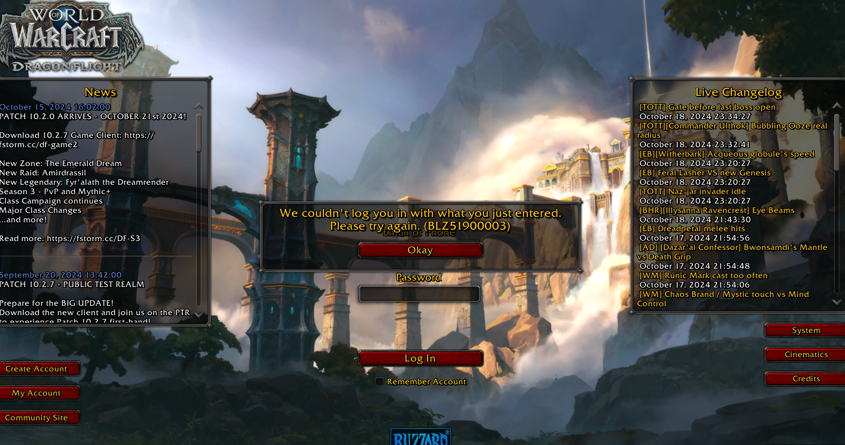 [Dragonflight]: Error BLZ51900003 - Inválido - Firestorm